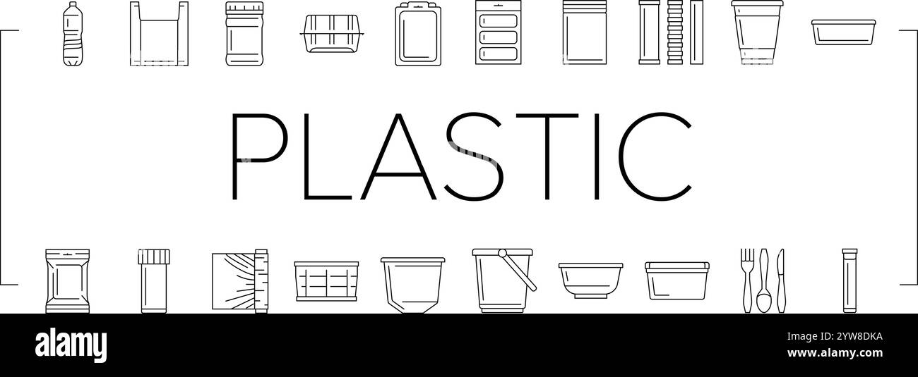 plastic packaging food container icons set vector Stock Vector Image ...