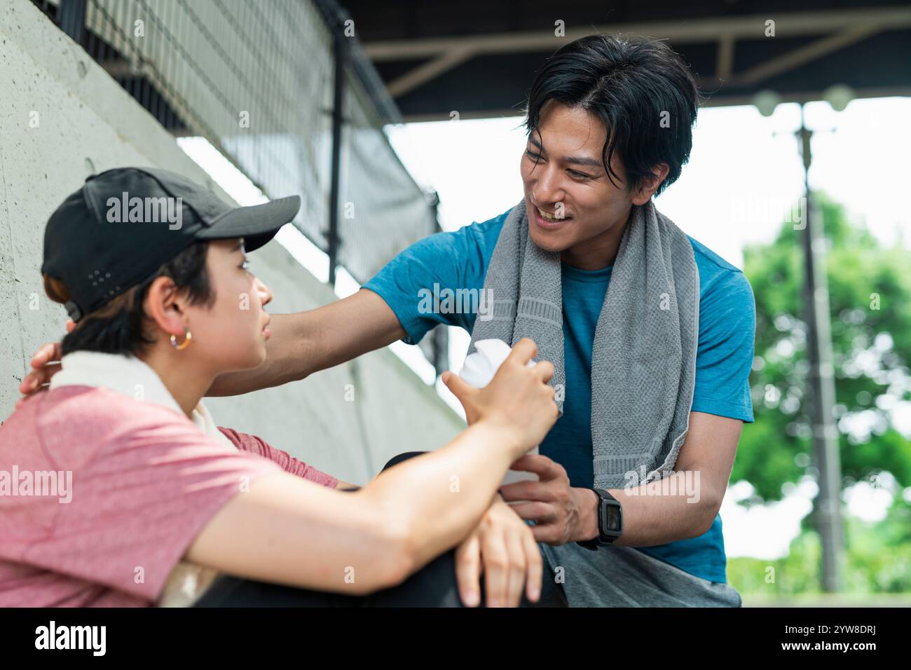 Man caring for woman who is unwell Stock Photo - Alamy