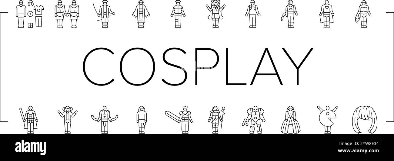 cosplay comic movie anime icons set vector Stock Vector Image & Art - Alamy