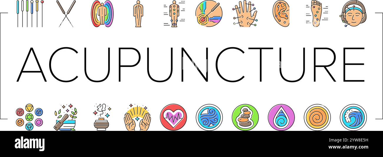 acupuncture massage therapy icons set vector Stock Vector Image & Art ...