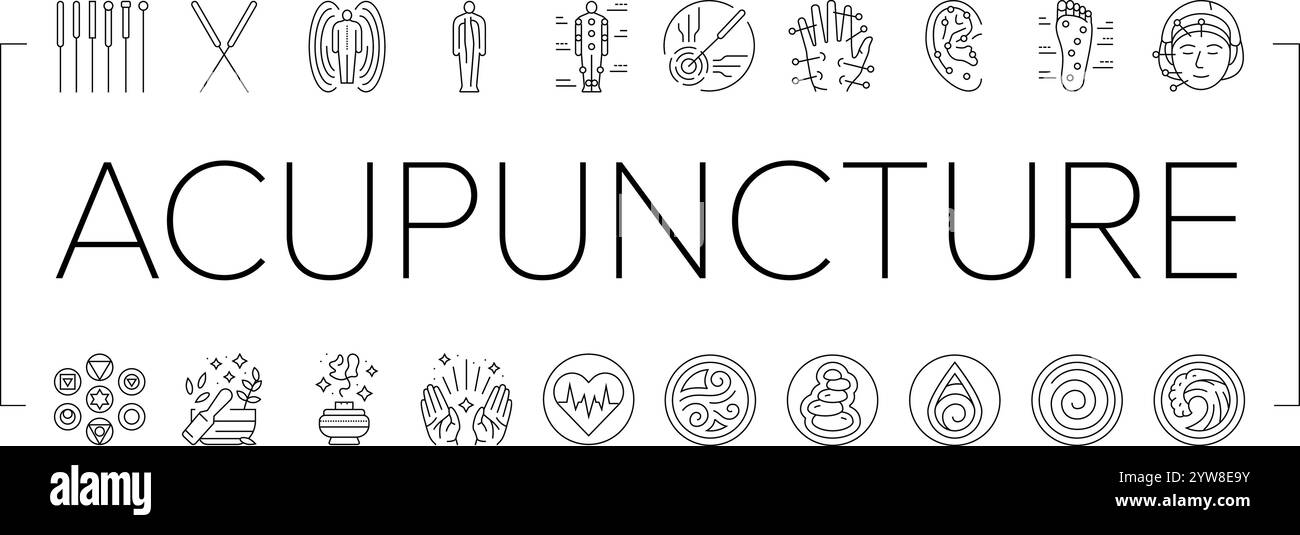 acupuncture massage therapy icons set vector Stock Vector Image & Art ...