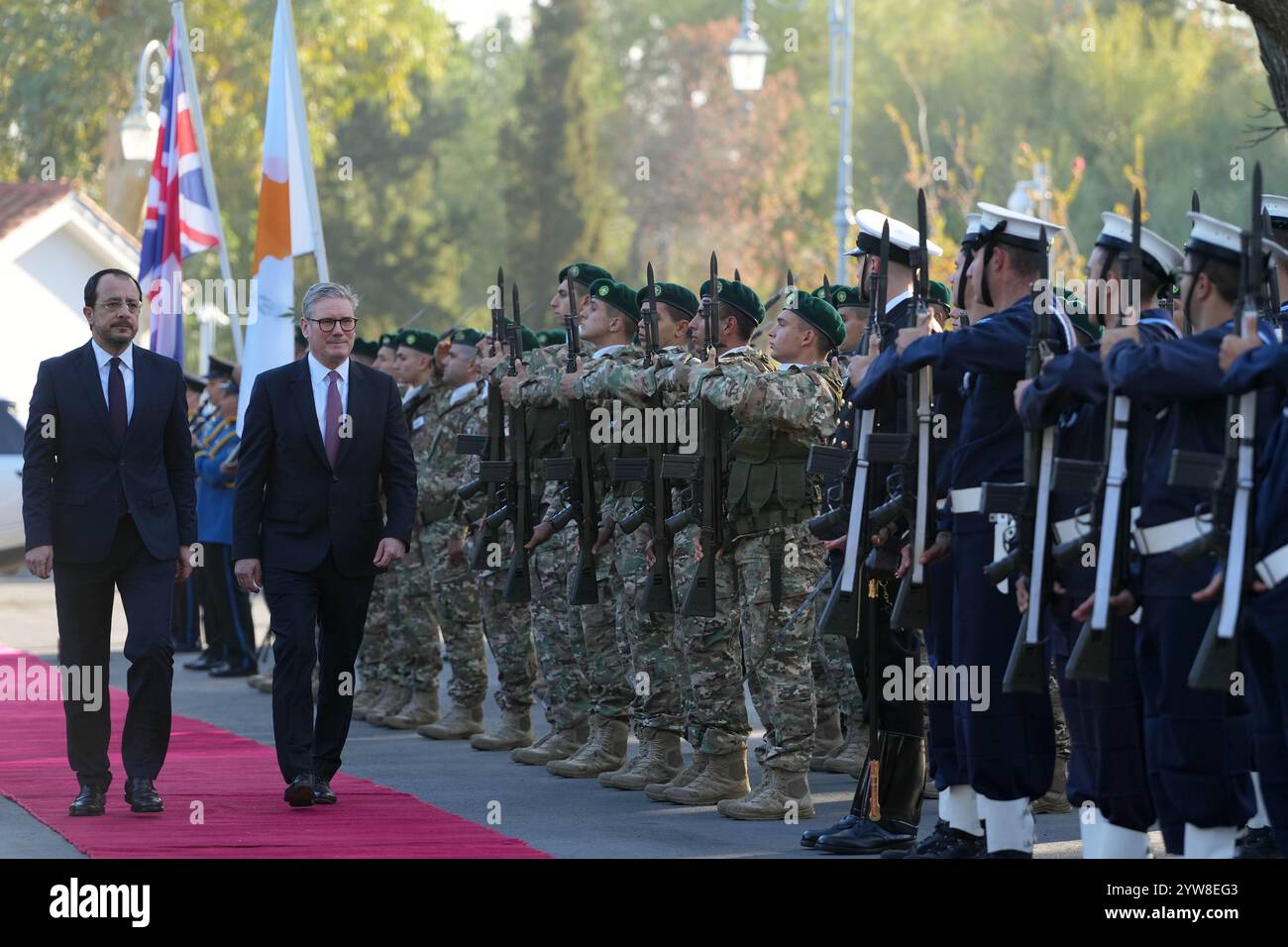 Prime Minister Sir Keir Starmer is welcomed by Cyprus' President Nikos ...