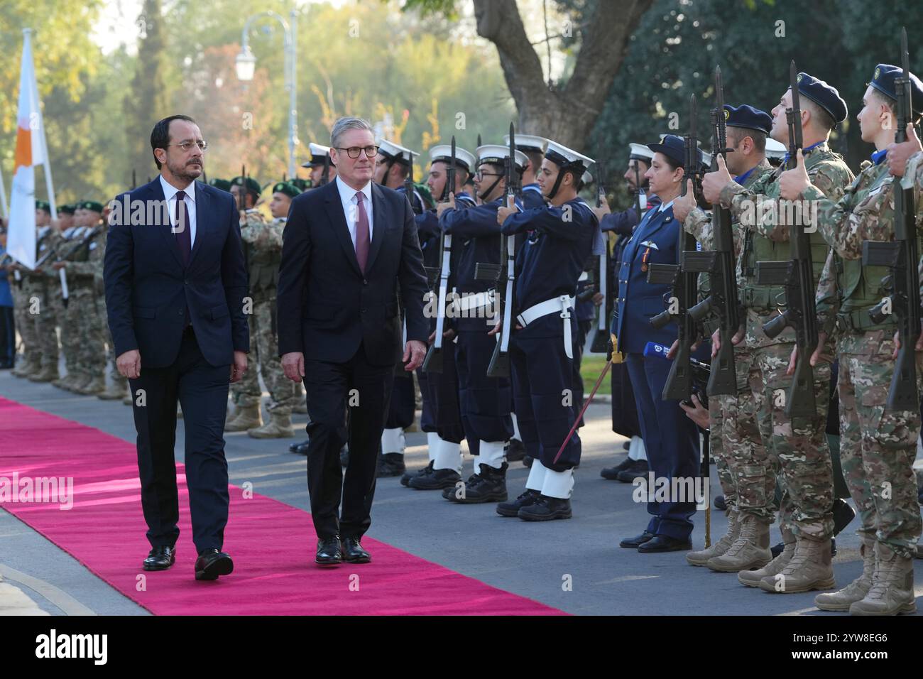 Prime Minister Sir Keir Starmer is welcomed by Cyprus' President Nikos ...
