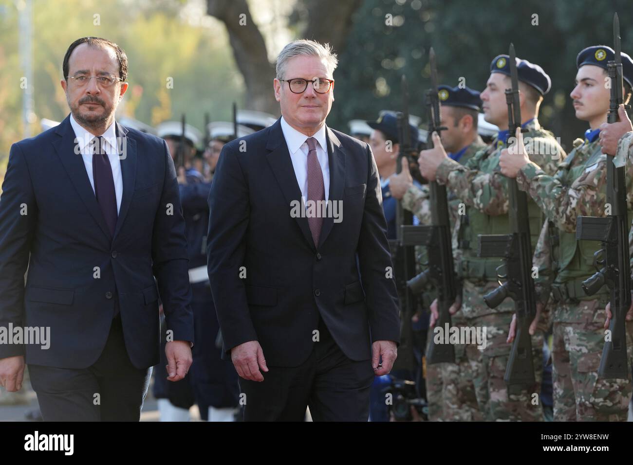 Prime Minister Sir Keir Starmer is welcomed by Cyprus' President Nikos ...