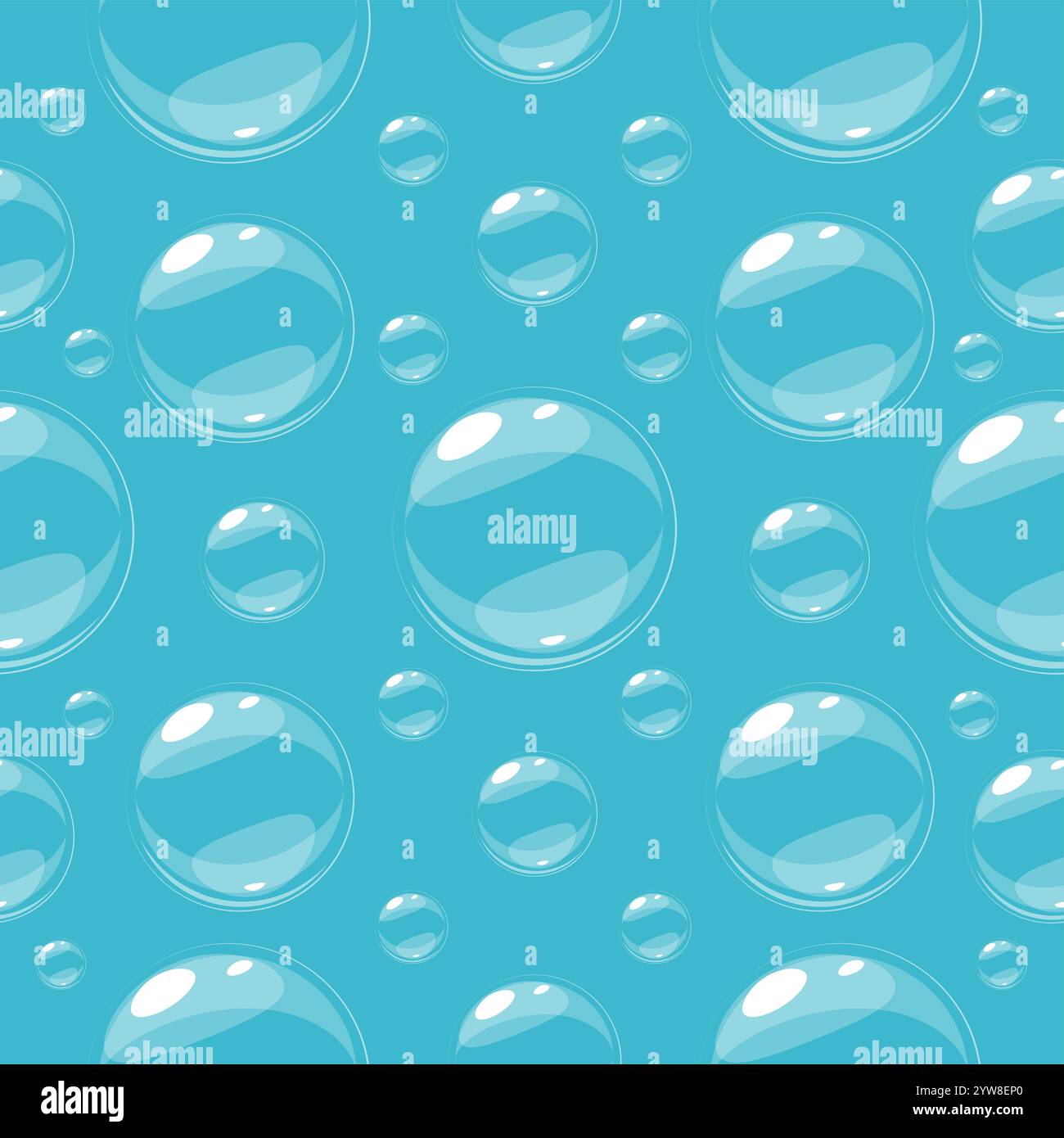 Cartoon soap bubbles seamless pattern. Sparkling water with fizzy air ...