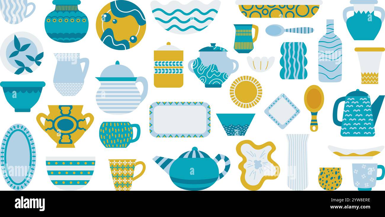 Stylish ceramic plates fork Stock Vector Images - Alamy