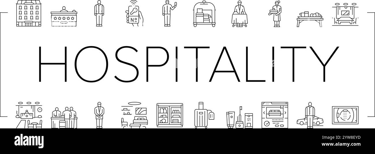 hospitality hotel service icons set vector Stock Vector Image & Art - Alamy