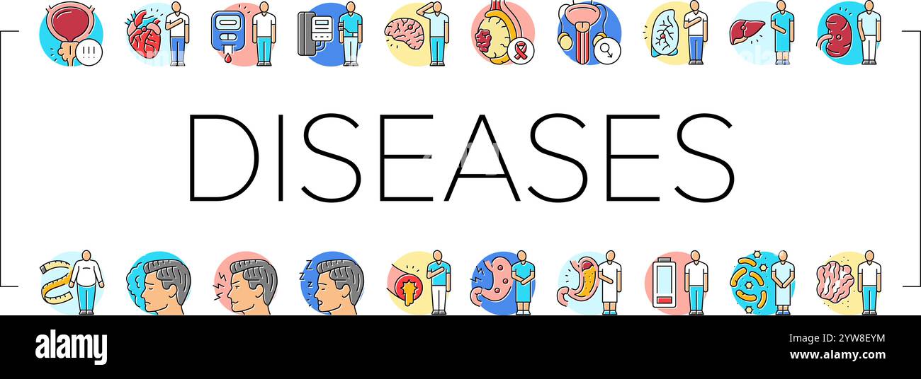 man disease health medical icons set vector Stock Vector Image & Art ...