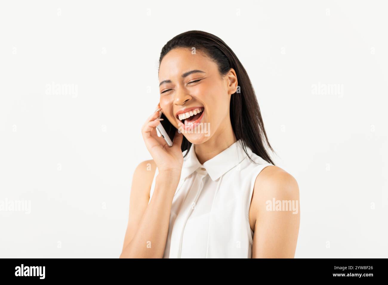 Portrait of half woman making a phone call Stock Photo - Alamy