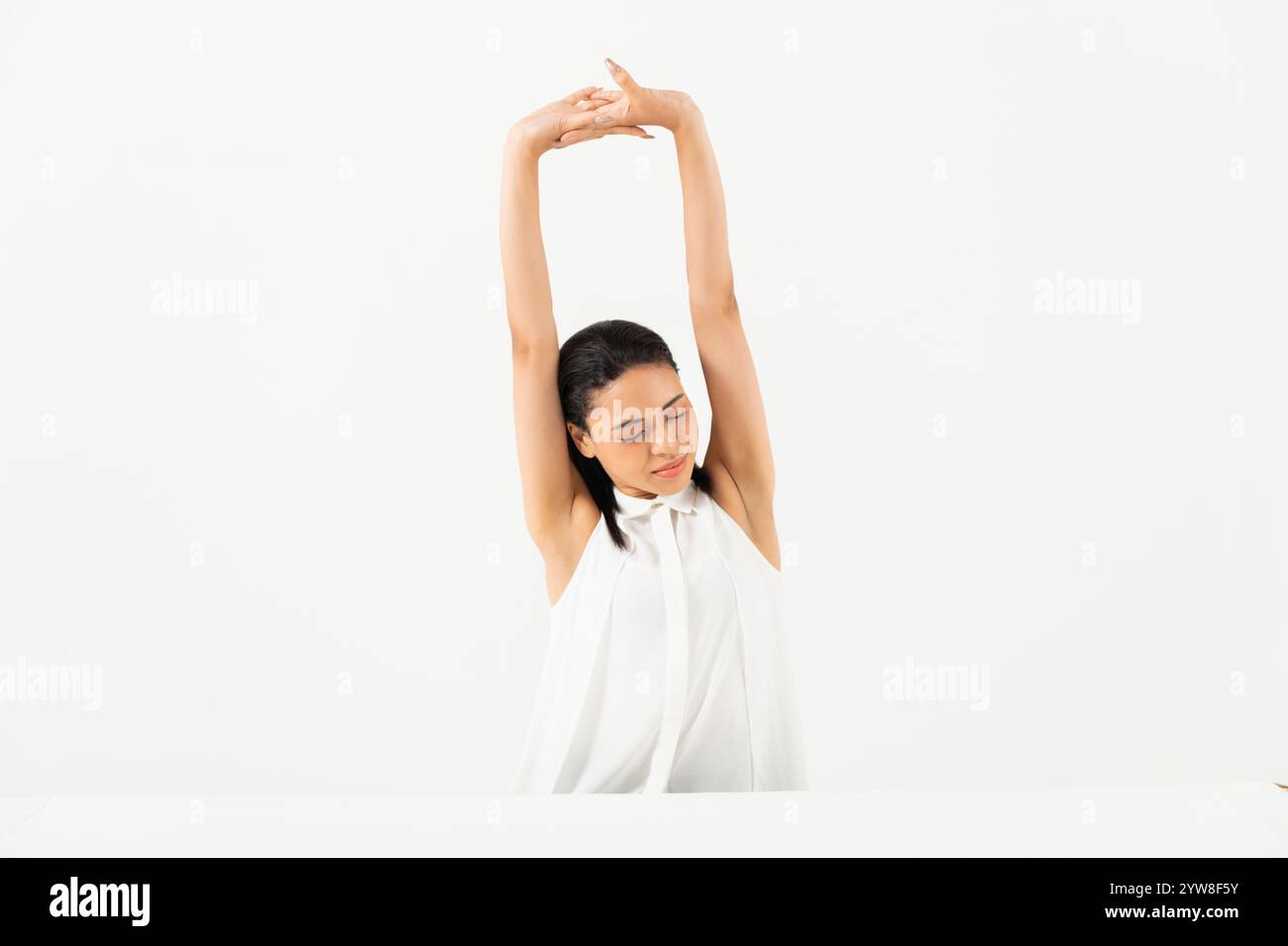 Half woman stretching Stock Photo - Alamy