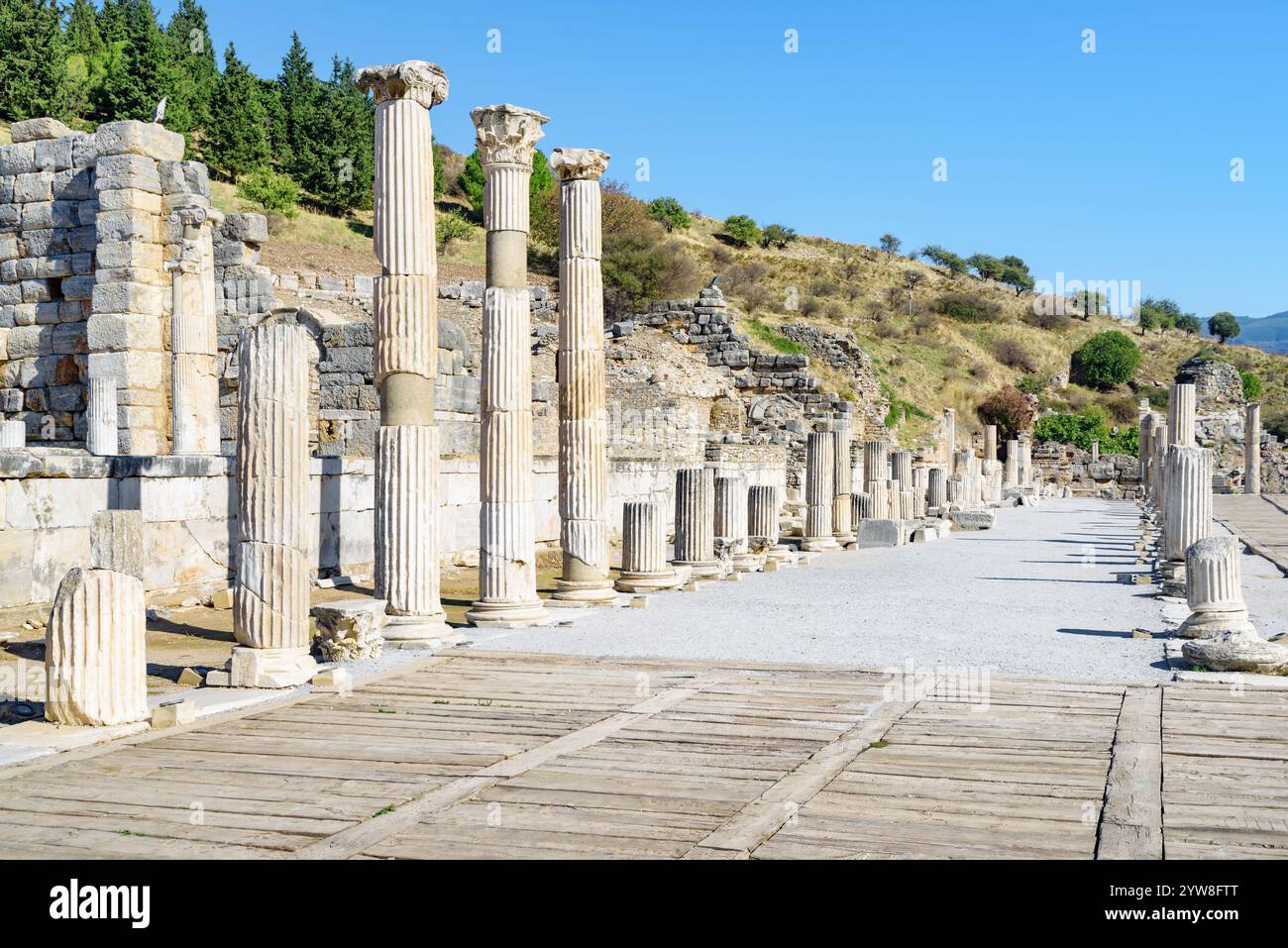 Awesome view of columns in Ephesus (Efes) at Turkey Stock Photo - Alamy