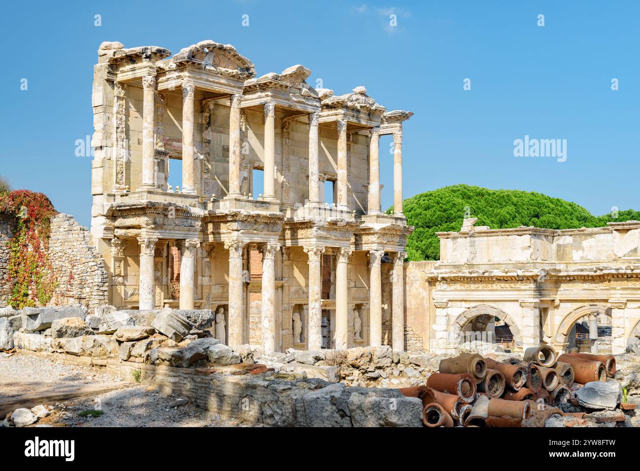 The Gate of Augustus and the Library of Celsus, Ephesus Stock Photo - Alamy