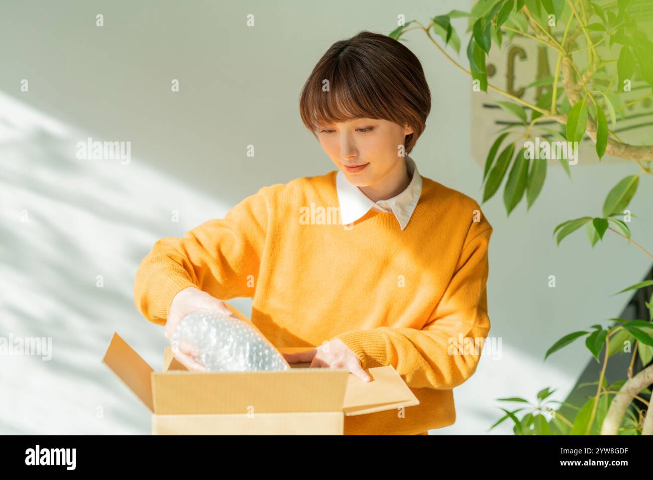 Woman working on dispatch Stock Photo - Alamy