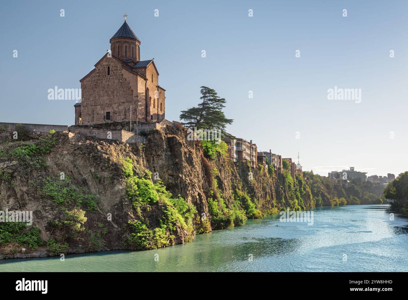 The Virgin Mary Assumption Church of Metekhi on the cliff Stock Photo ...