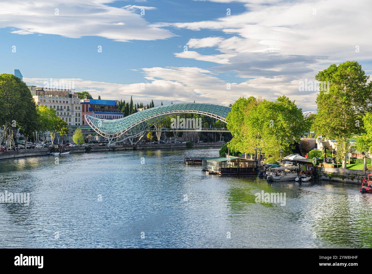 The Bridge of Peace over the Kura (Mtkvari) River, Tbilisi Stock Photo ...
