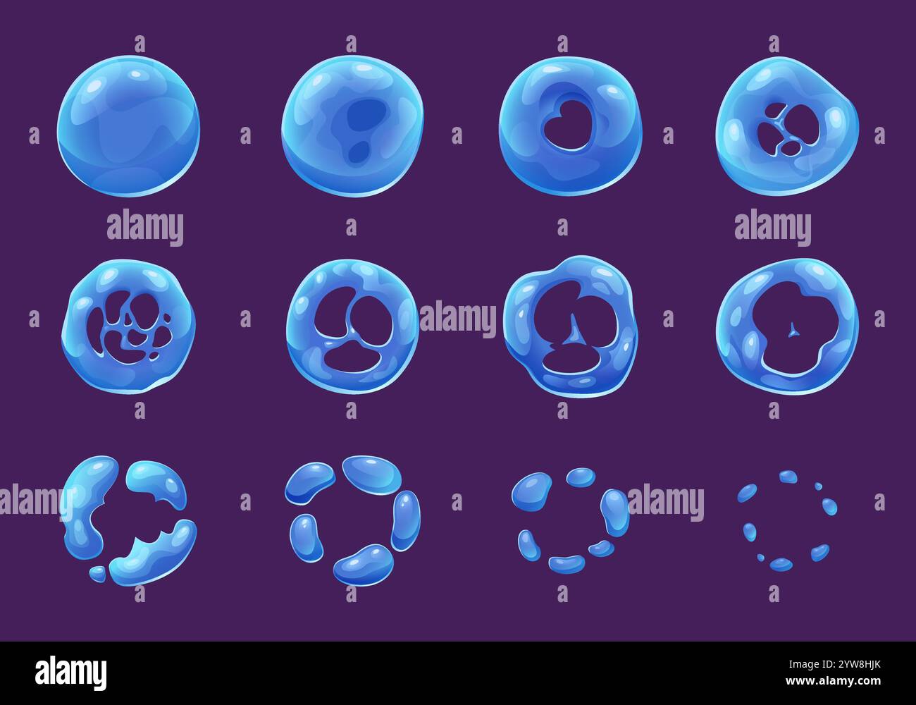 Bubble foam. Cartoon key frame 2d animation of blowing flowing and ...