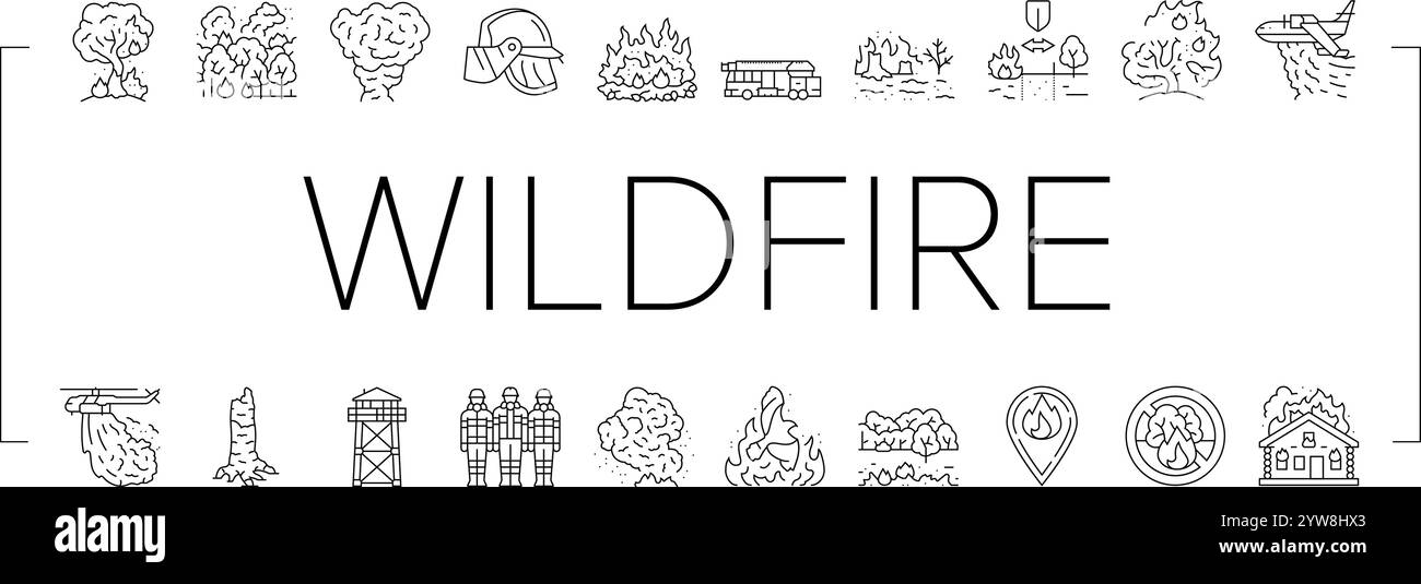 wildfire blaze firestorm burn icons set vector Stock Vector Image & Art ...