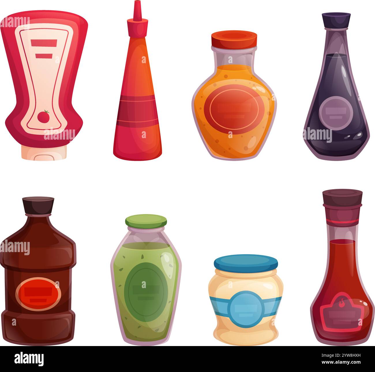 Sauces bottles. Mayo ketchup hot liquid spicy for cooking exact vector ...