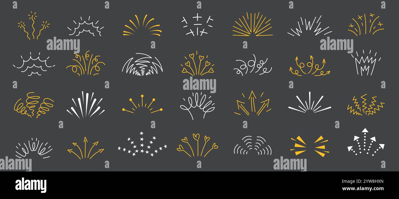 Doodle shine. Decorative hand drawn sunbeams recent vector abstract sun ...