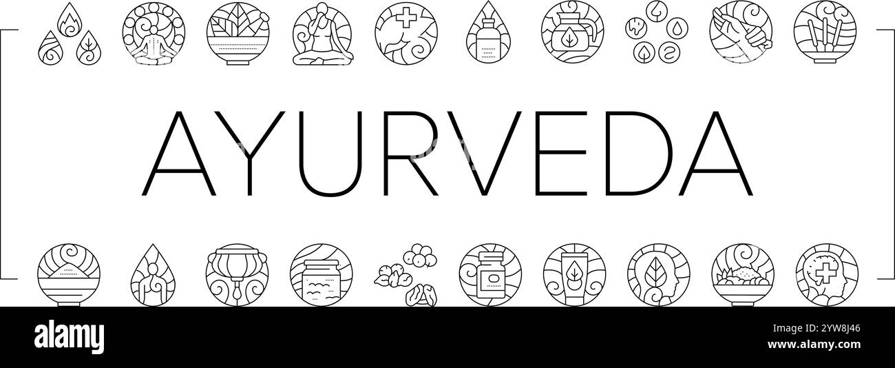 ayurveda dosha vata pitta icons set vector Stock Vector Image & Art - Alamy