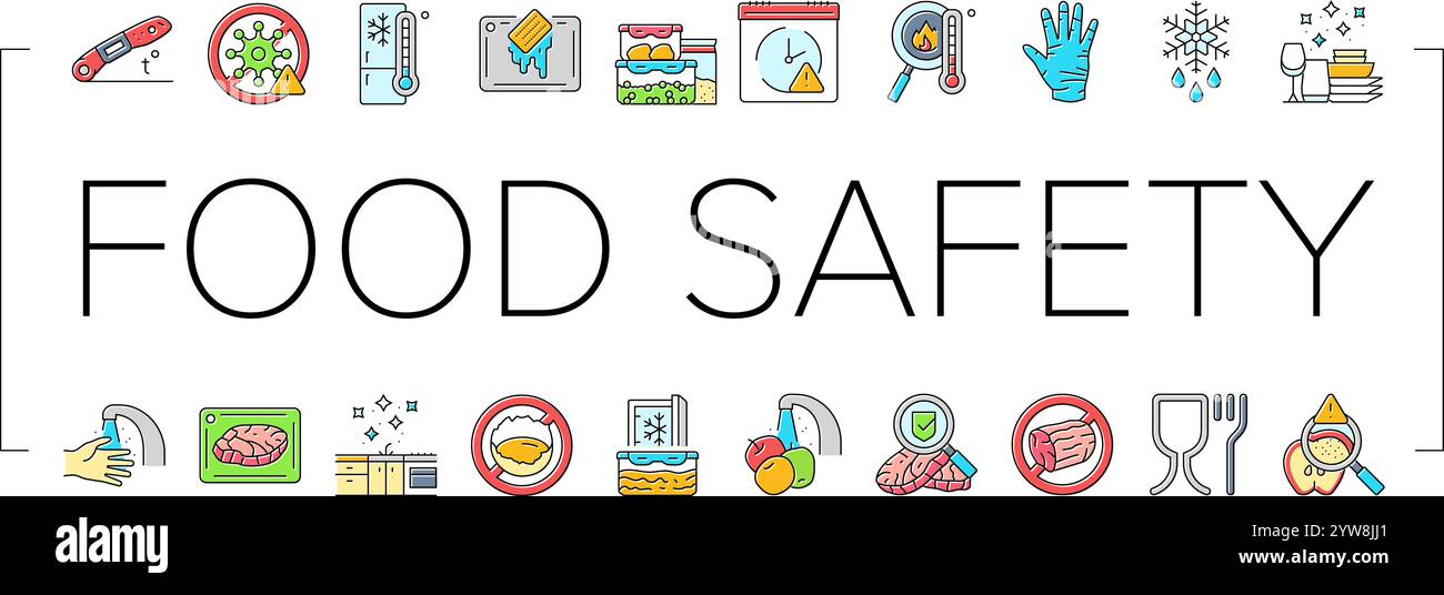 food safety hygiene inspection icons set vector Stock Vector Image ...