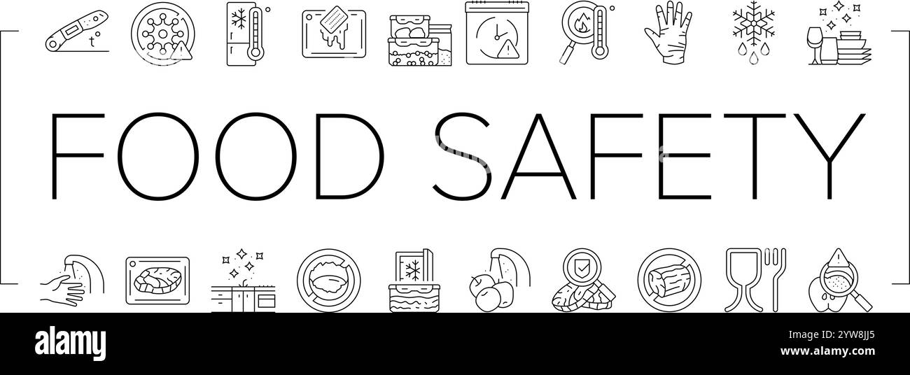 food safety hygiene inspection icons set vector Stock Vector Image ...