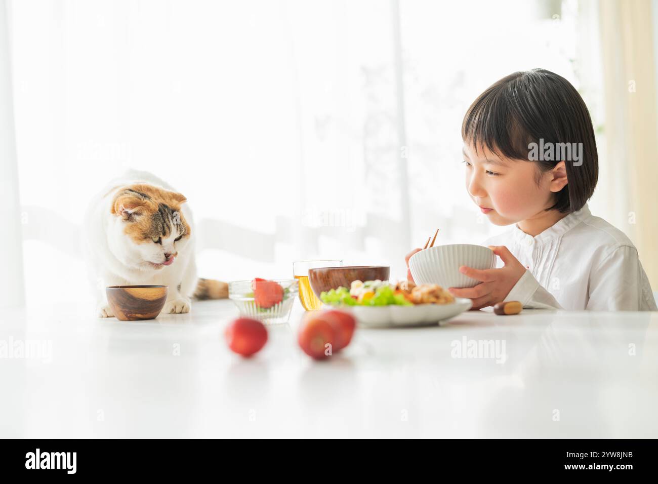 Cute girl eating soup hi-res stock photography and images - Alamy