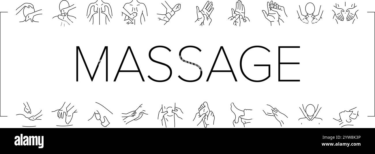 massage therapy relaxation icons set vector Stock Vector Image & Art ...