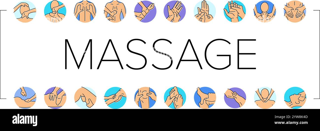 massage therapy relaxation icons set vector Stock Vector Image & Art ...