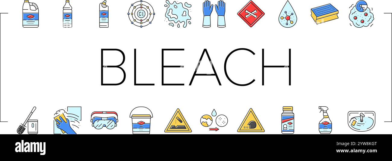 bleach disinfect clean germicide icons set vector Stock Vector Image ...