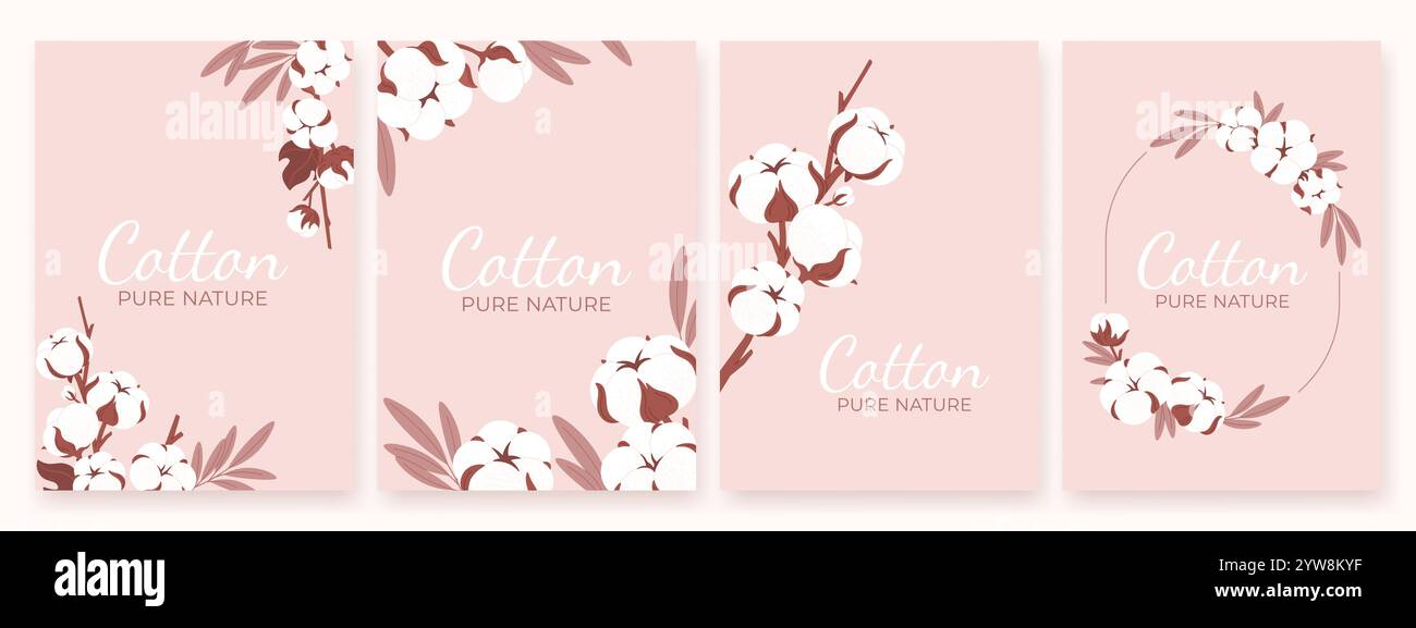 Cotton flowers background. Decorative wedding invitation cards design ...