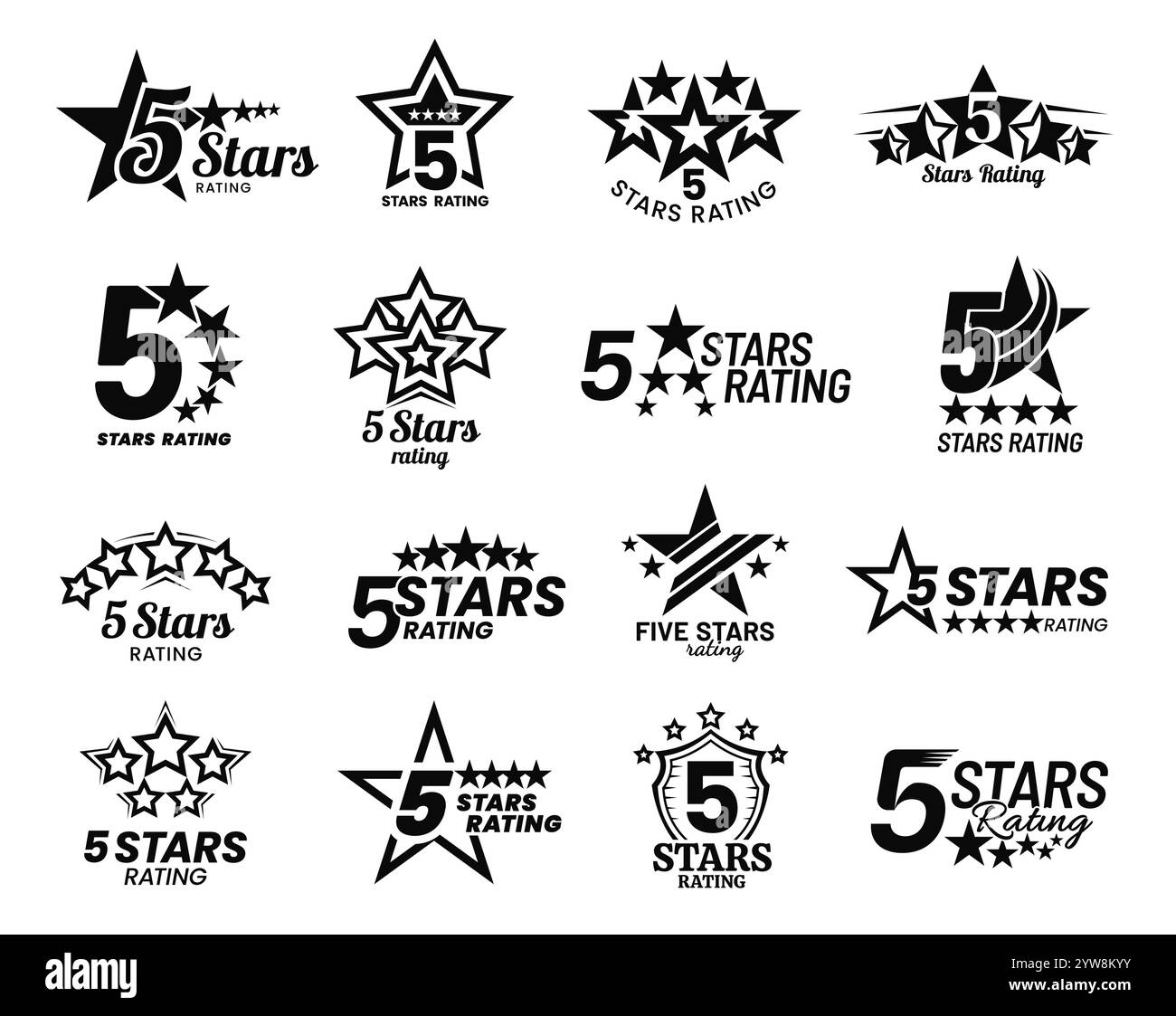 Best award five stars rating icons with vector stars and shield ...