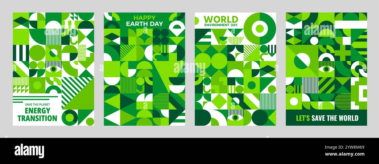 Earth and world environment day ecology posters with green modern ...