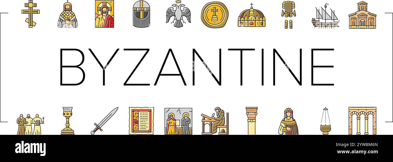 byzantium empire justinian icons set vector Stock Vector Image & Art ...