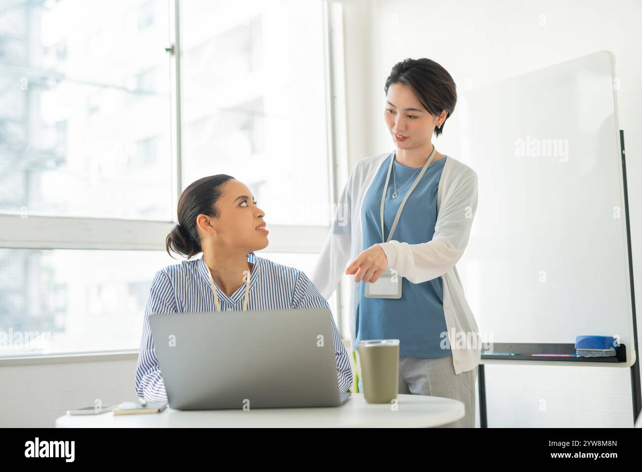 A woman being taught her duties by her seniors Stock Photo - Alamy