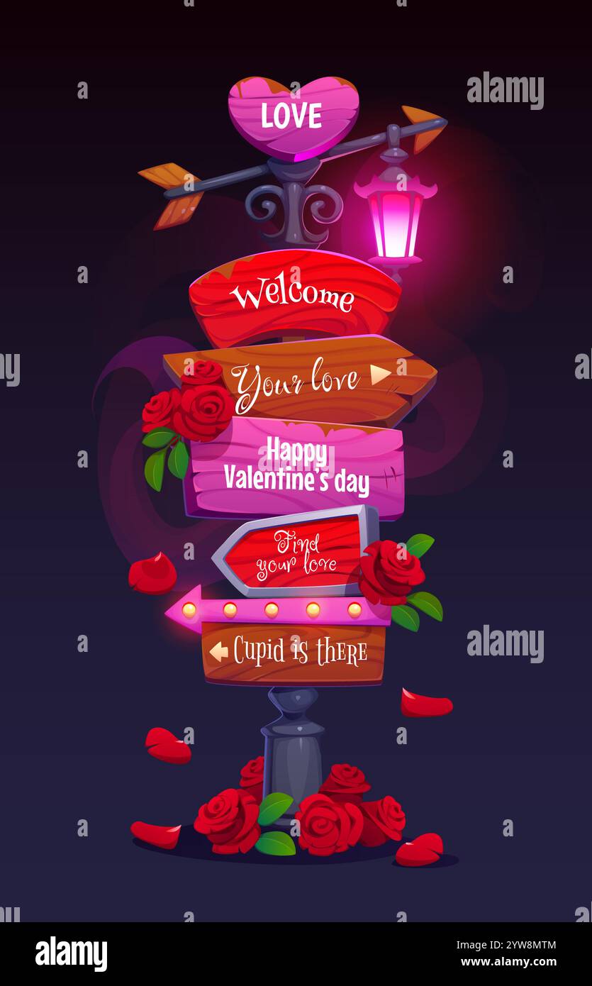 Valentine day wooden sign board, love holiday signage, adorned with ...