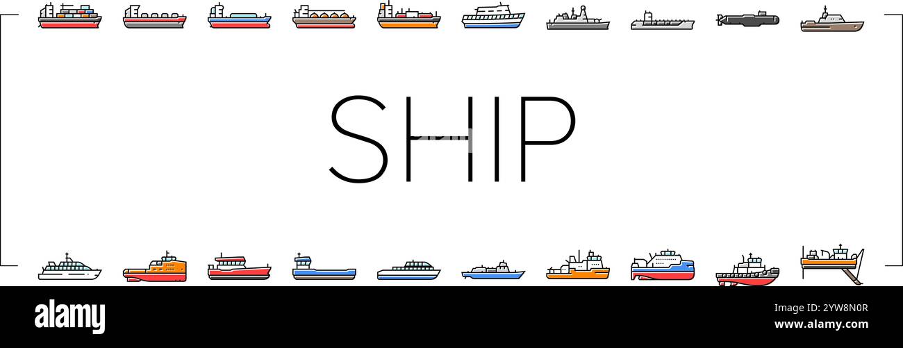 ship cargo maritime navigation icons set vector Stock Vector Image ...