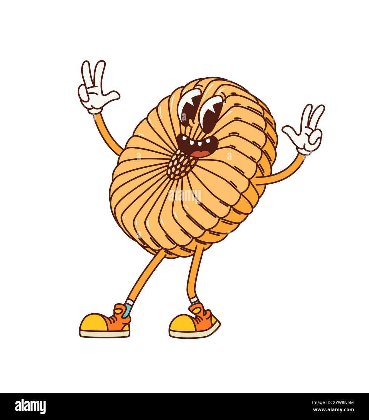 Cartoon retro groovy Japanese monaka dessert character. Isolated vector ...