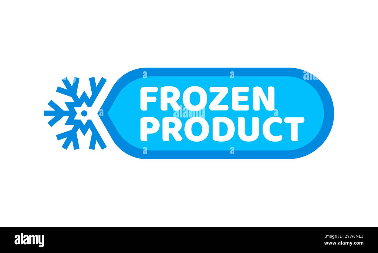 Blue frozen cold product ice crystal icon. Refrigerated meat or seafood ...