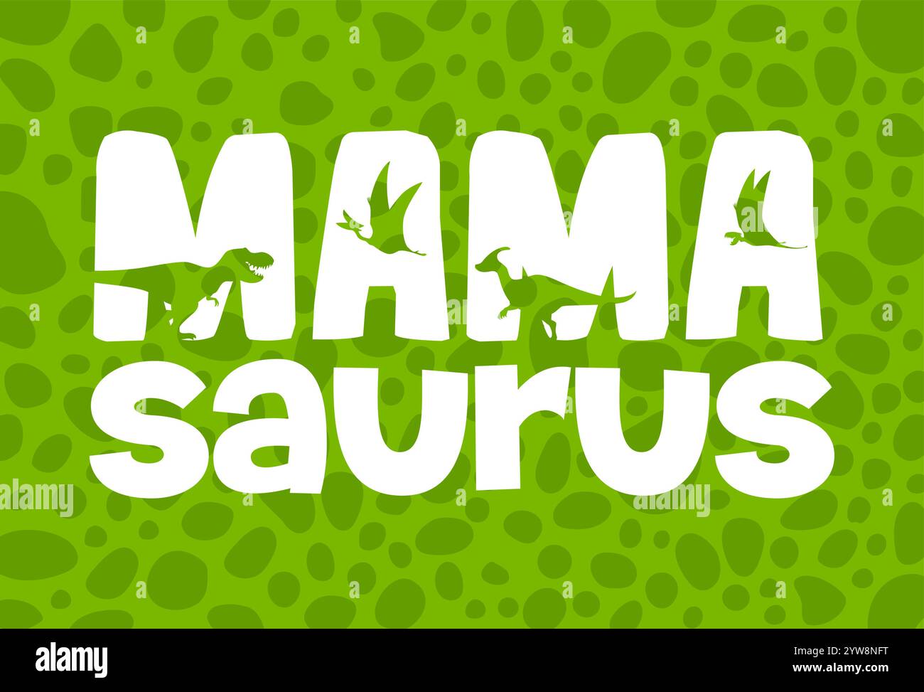 Mamasaurus quote with dinosaur silhouettes vector typography poster and ...