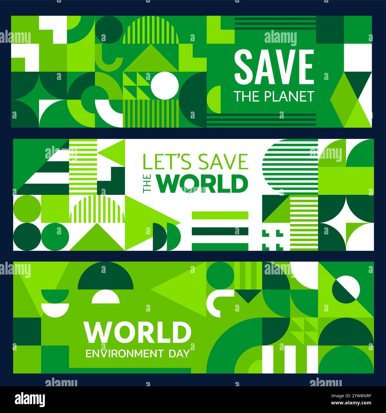 Environment ecology banners with green modern geometric pattern ...