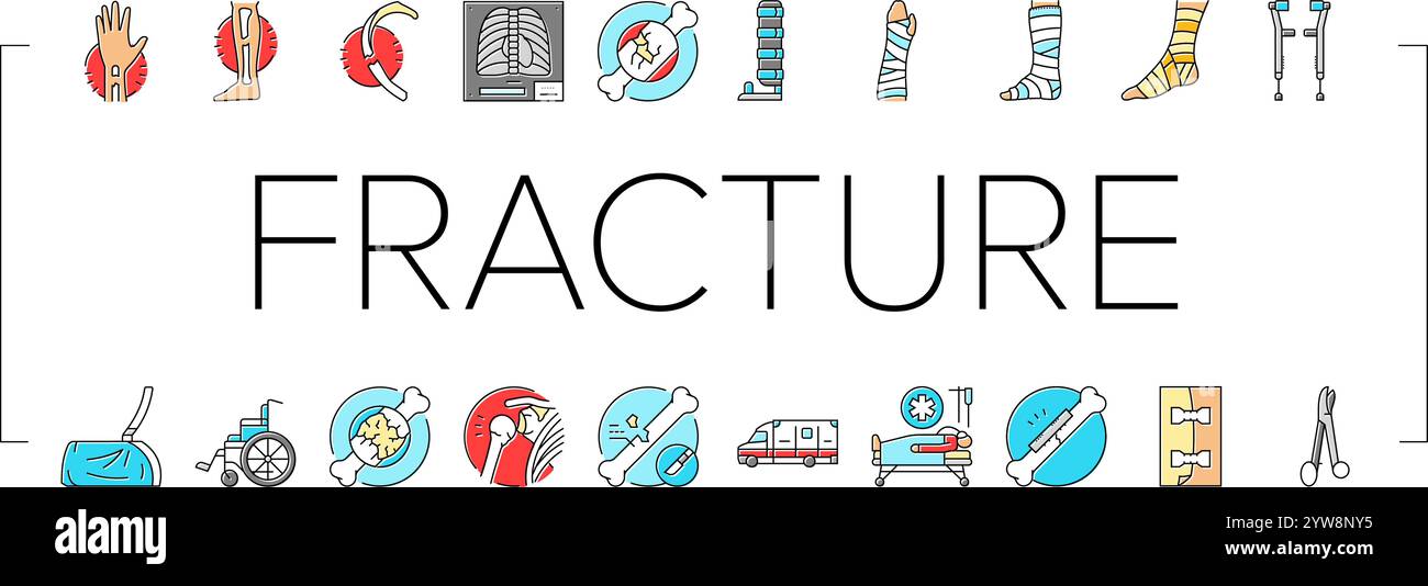 fracture injury bone break icons set vector Stock Vector Image & Art ...