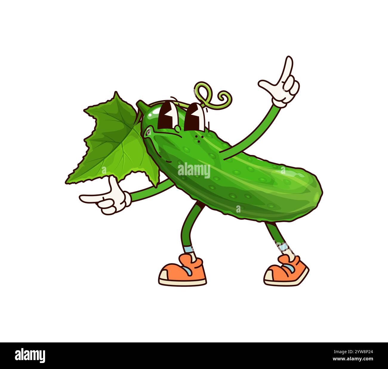 Groovy cucumber vegetable funny character. Farming market whole veggie ...