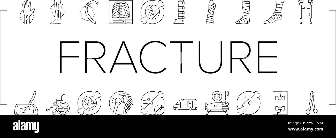 fracture injury bone break icons set vector Stock Vector Image & Art ...