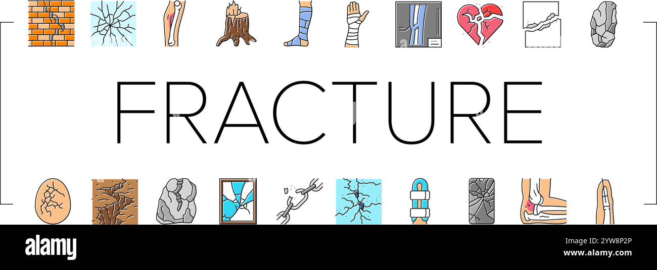 fracture bone break injury icons set vector Stock Vector Image & Art ...