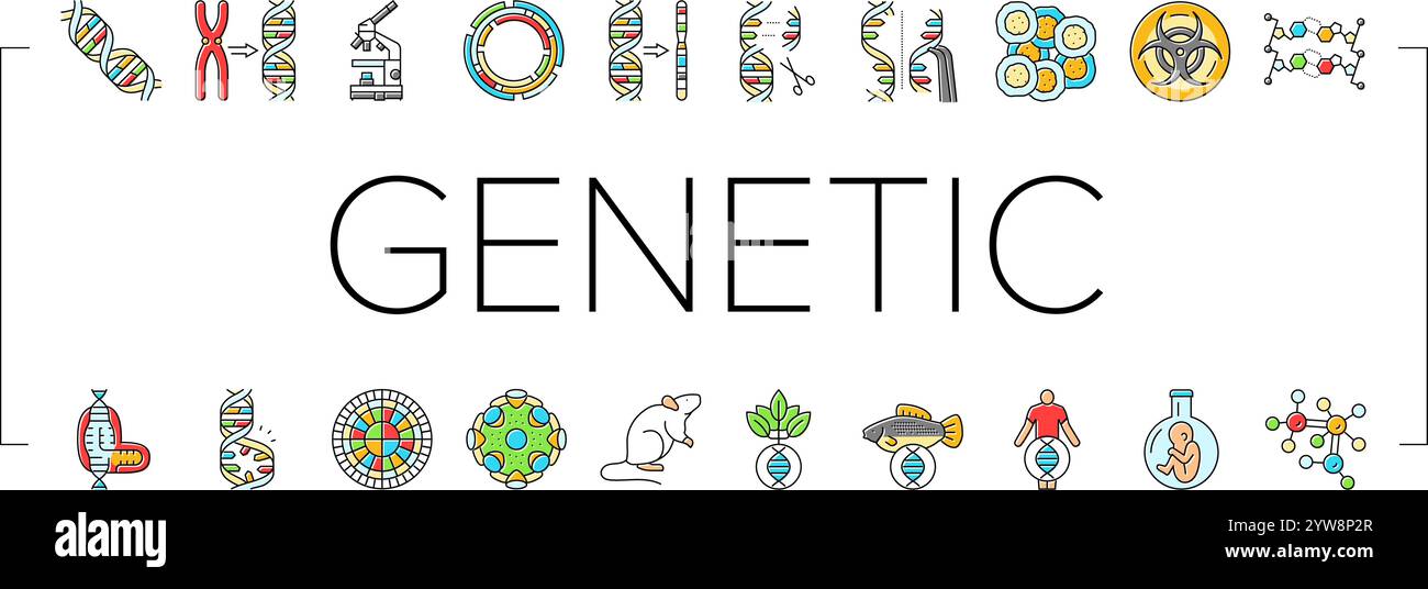 genetic engineering crispr genome icons set vector Stock Vector Image ...
