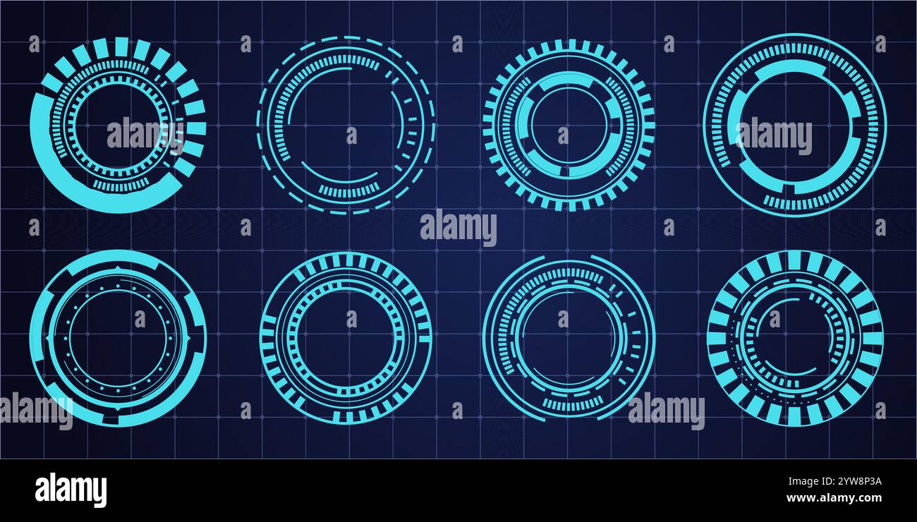 Hud aim pointer optical target, Futuristic focus range indicators ...