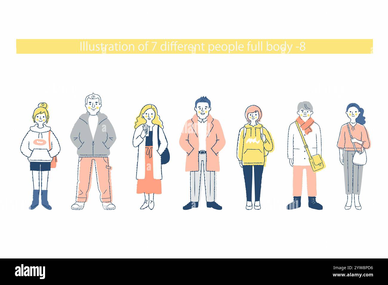 People of various sexes 7 men and 7 women Full body Stock Photo - Alamy
