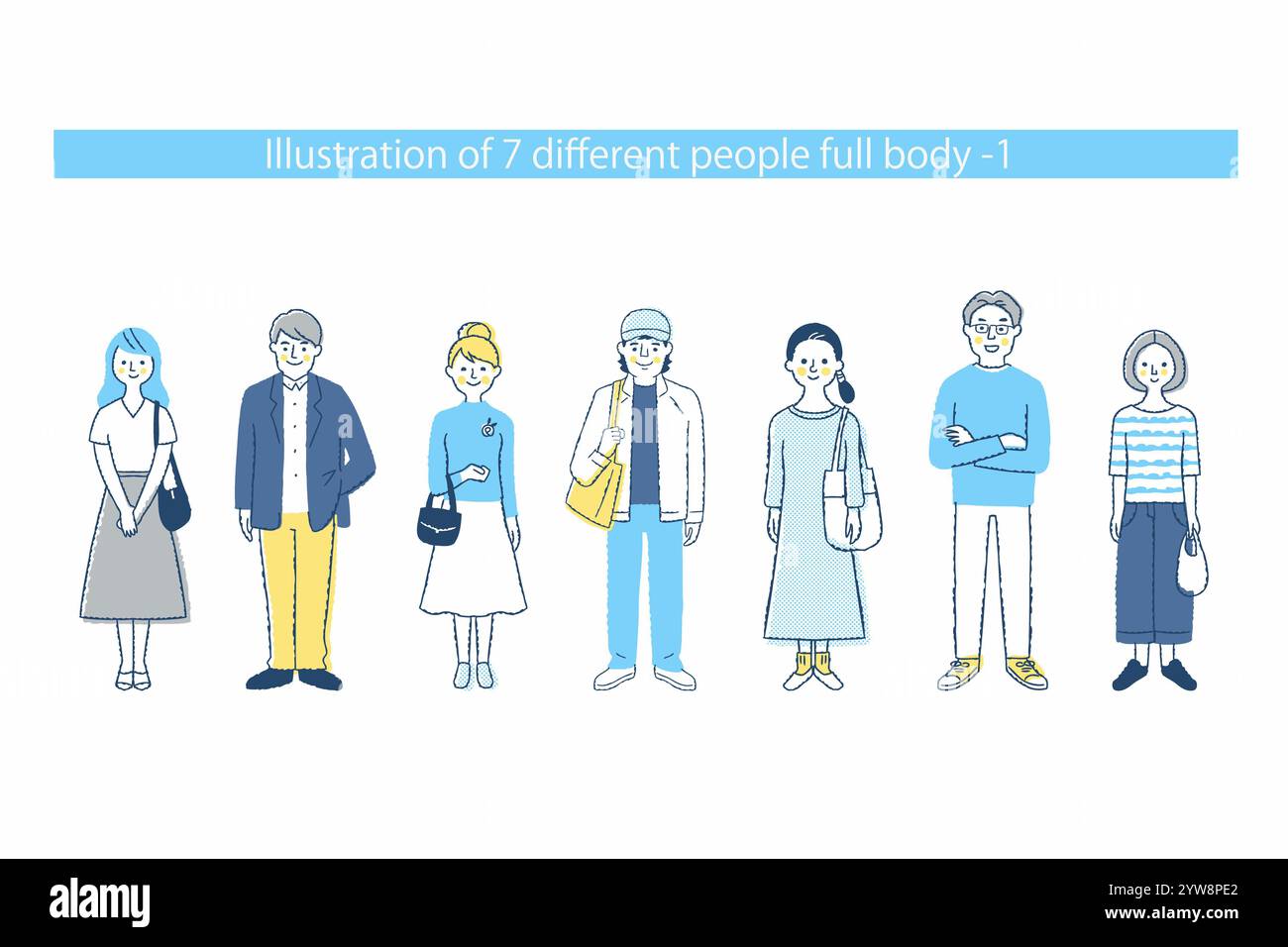 People of various sexes 7 men and 7 women Full body Stock Photo - Alamy