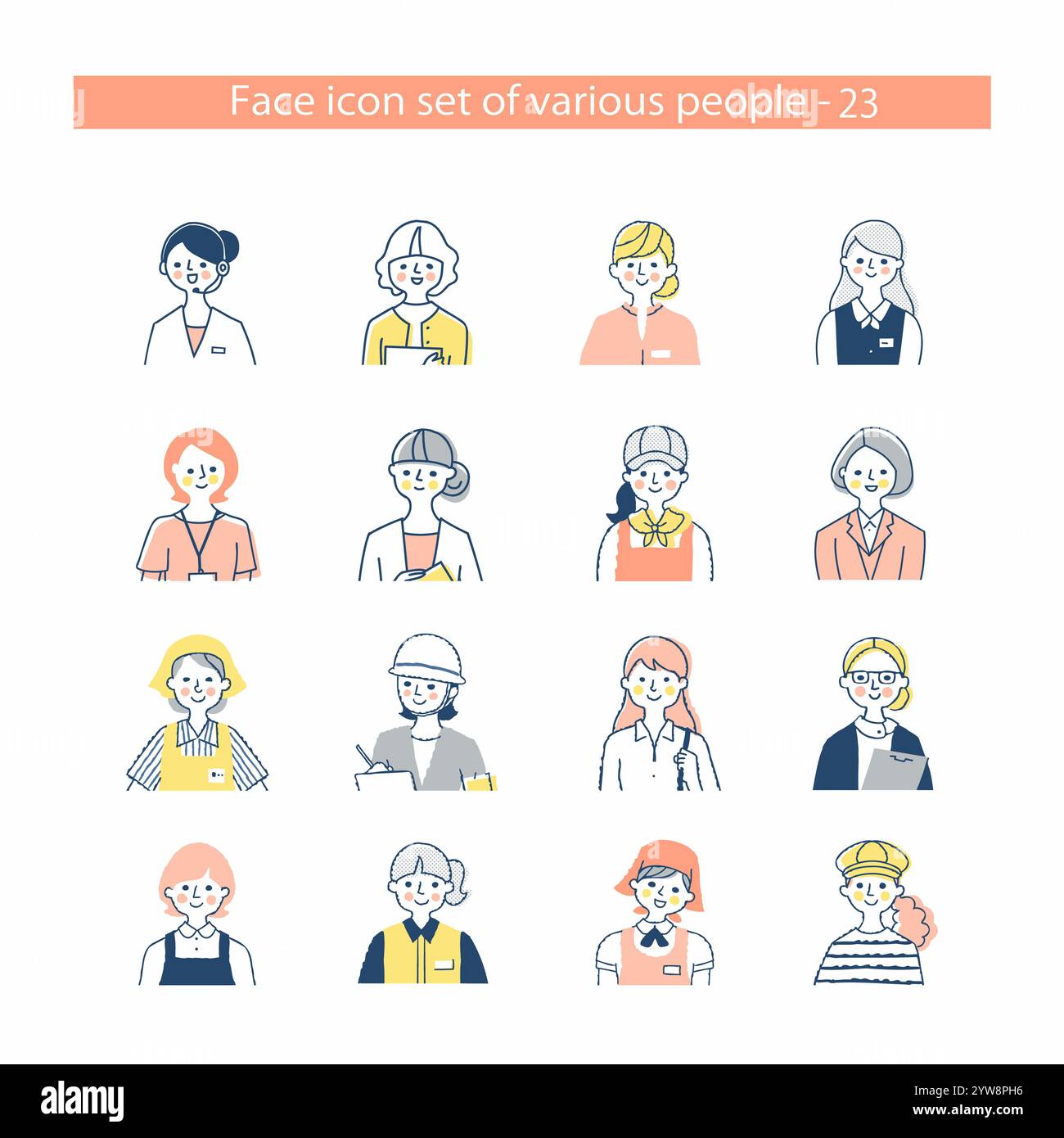 Working woman Icon set Upper body Stock Photo - Alamy